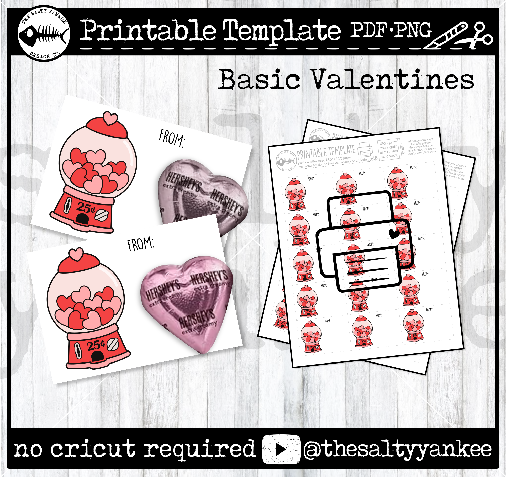 Gumball Machine Basic Valentines Add Your Own Treat Printable Template ...