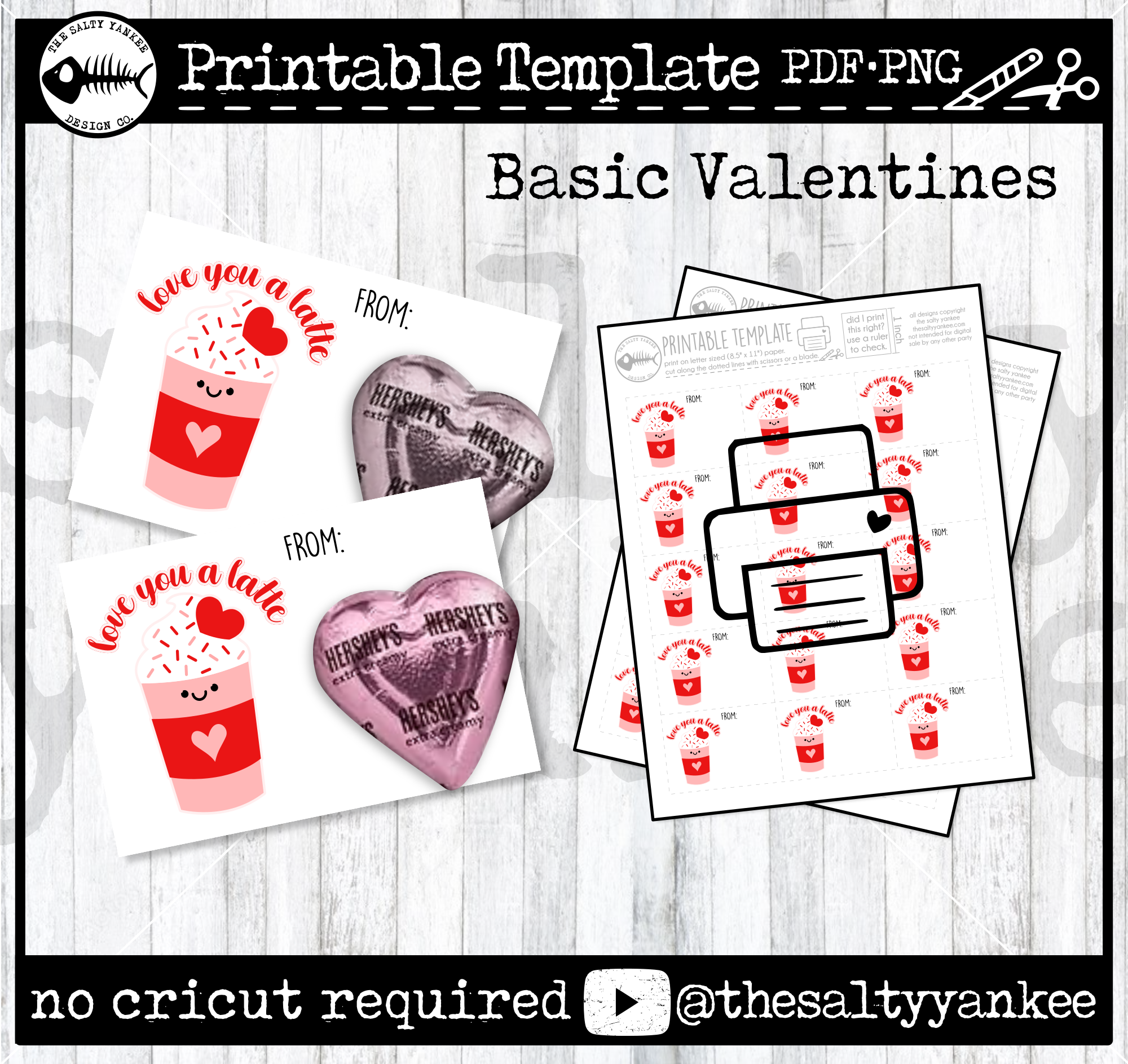Love You a Latte Coffee Basic Valentines Add Your Own Treat Printable ...