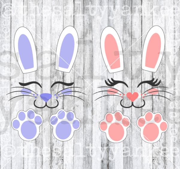 Bunny Faces Boy and Girl SVG and PNG File Download – The Salty Yankee