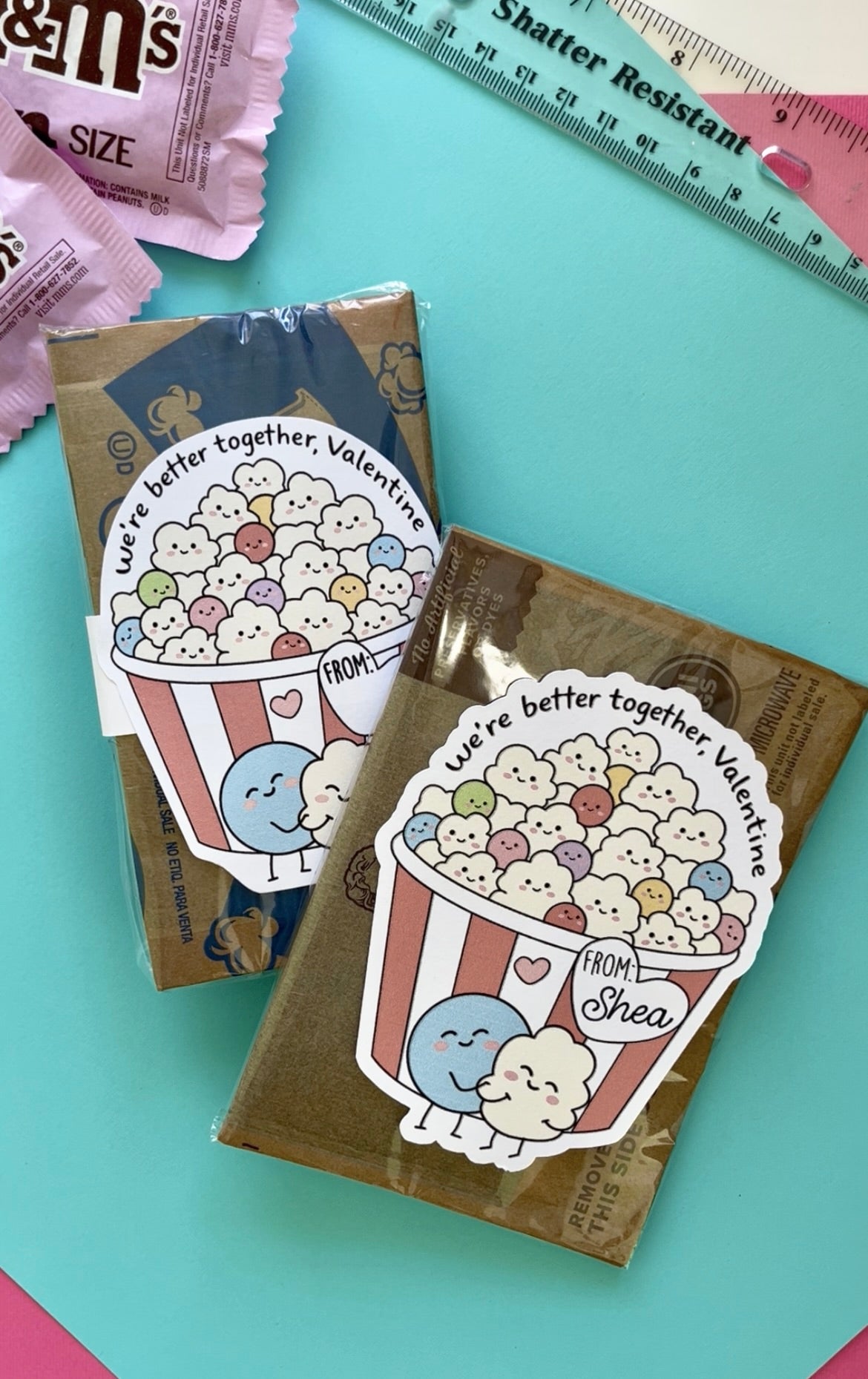 Printable Popcorn Valentines Printable Template - PDF and PNG File Dow ...