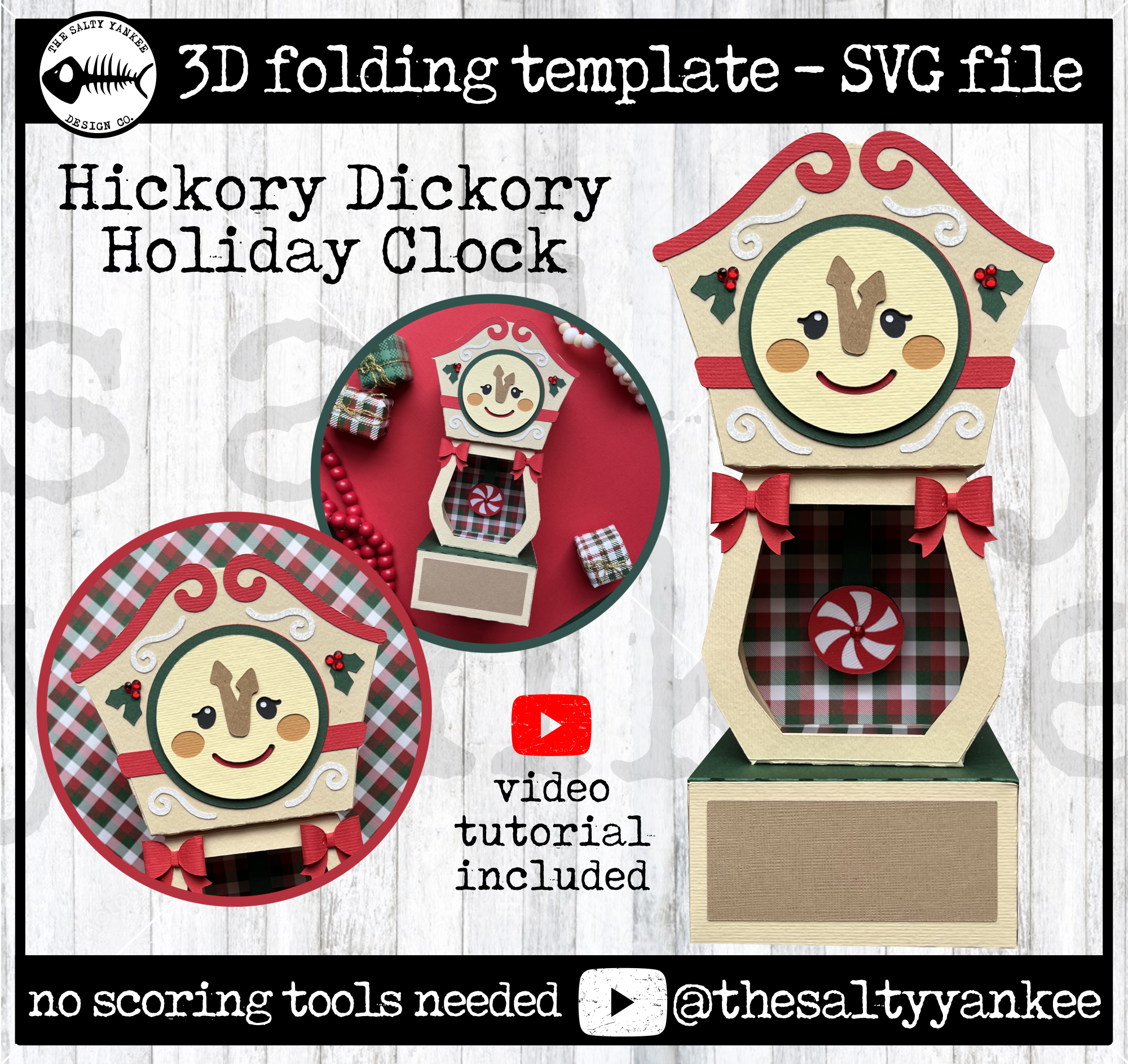 Hickory Dickory Holiday Clock Template - SVG File Download – The Salty ...