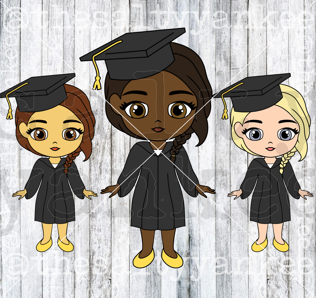 SY Dolls Graduation Cap and Gown SVG and PNG File Download – The Salty ...