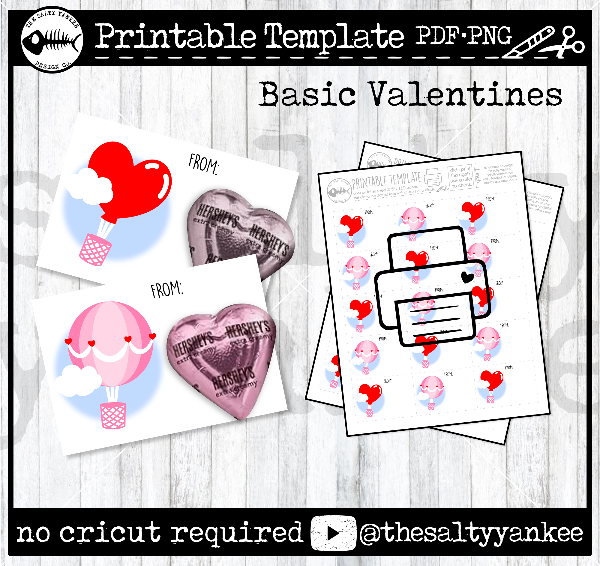 Hot Air Balloons Basic Valentines Add Your Own Treat Printable Templat ...