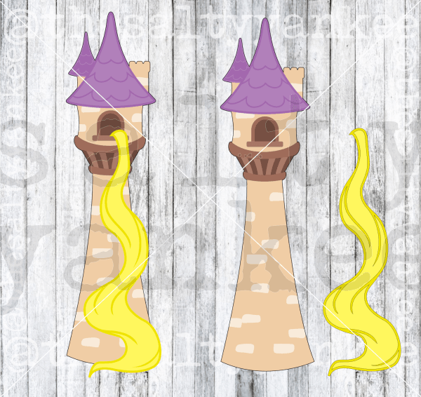 Fairytale Princess Tower with Hair Flowing Out SVG and PNG File Downlo ...