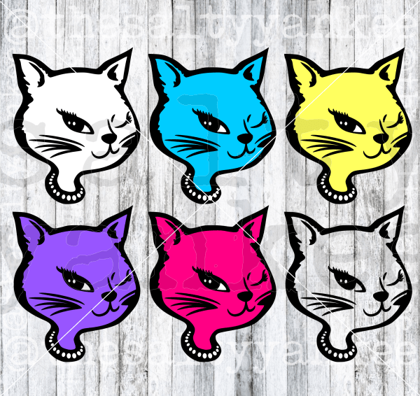 Retro Winking Kitty Cat SVG and PNG File Download – The Salty Yankee